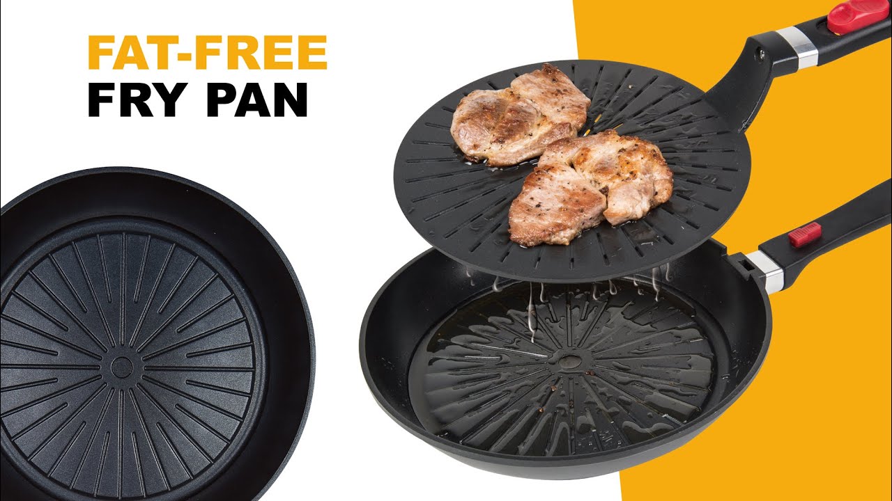 MASTERPAN FAT-FREE FRY PAN WITH DETACHABLE EASY CLICK DRIP-DROP PLATE ...